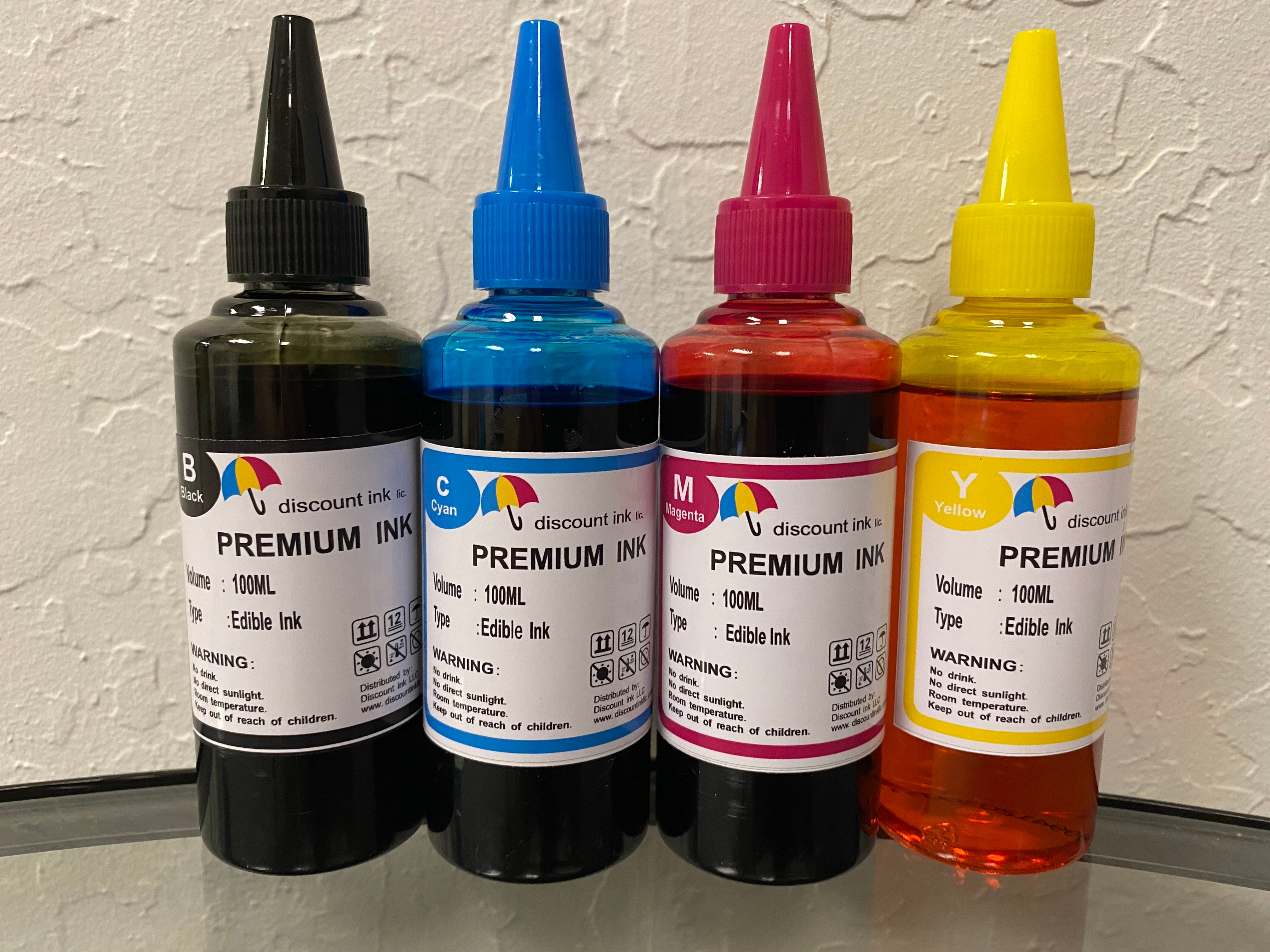 4x100ml EDIBLE Refill Ink for Epson Canon Printers – discountinkllc
