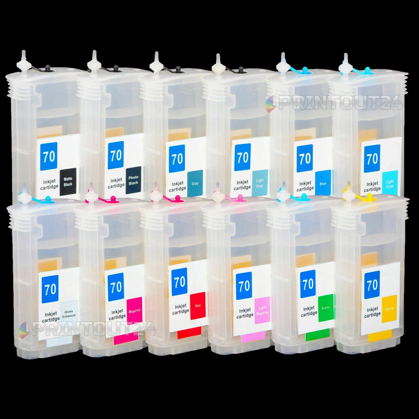 12 Pack Empty Refillable ink cartridge Kit for HP 70 DesignJet Z3100 1 ...