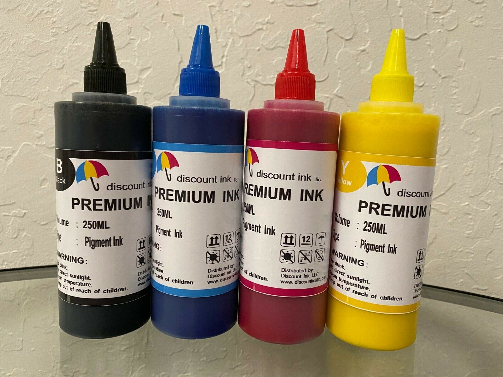 4x250ml Pigment Refill Ink For Epson Refillable Cartridges CIS CISS ...